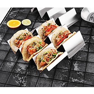 Taco Holders 4 Packs - Stainless Steel Taco Stand Rack Tray Style by ARTTHOME, Oven Safe for Baking, Dishwasher and Grill Safe