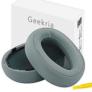 Geekria QuickFit Protein Leather Ear Pads Replacement for Sony MDR-100A MDR-100AAP MDR-H600A Headphones Earpads, Headset Ear Cushion Repair Parts (Grayish Green)