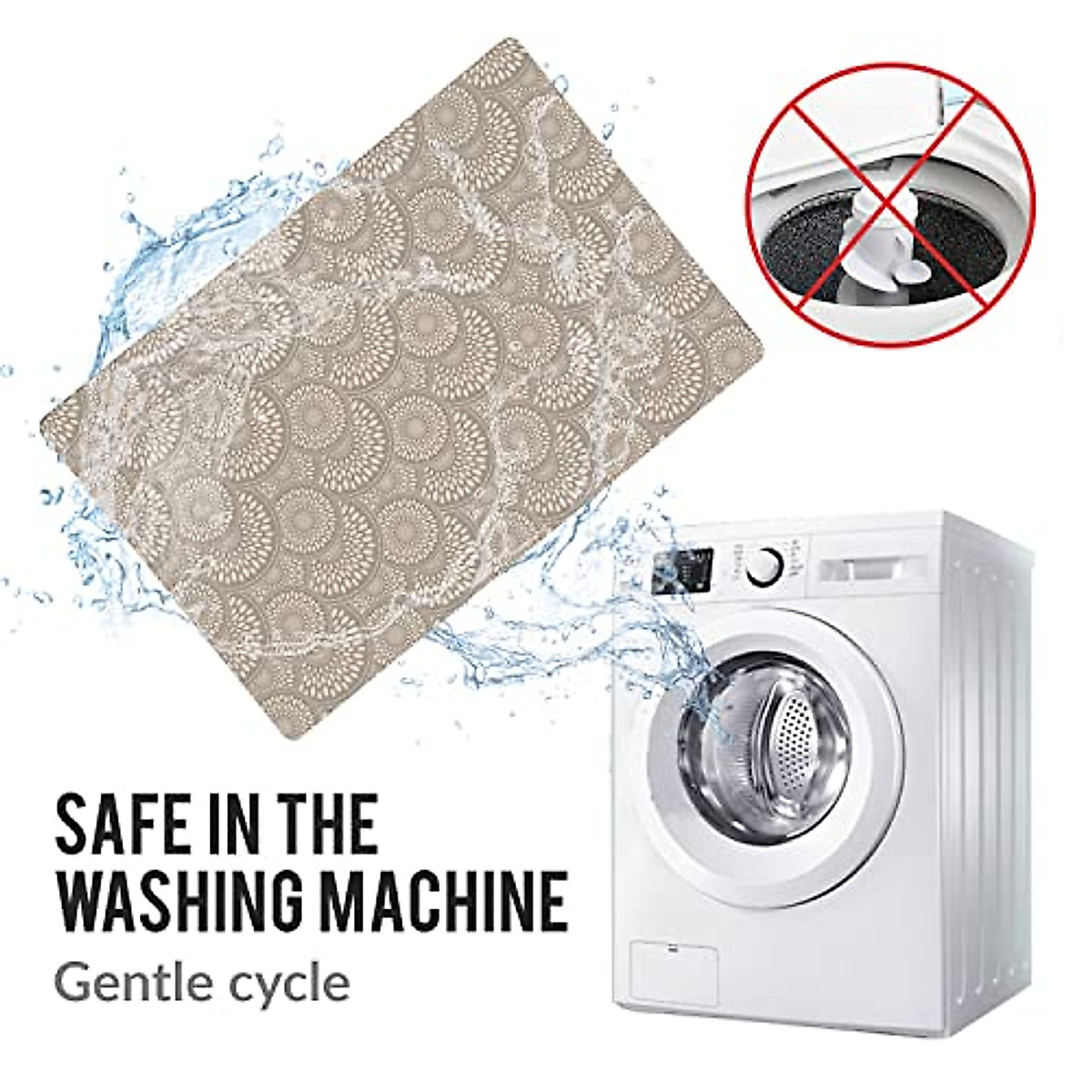 Shape28 Small Area Rug Mat Ultra-Thin Kitchen Rug Entrance Mat with Non Slip Rubber Backing Szie 20 inches x 16 inches Color Latte Design 1S