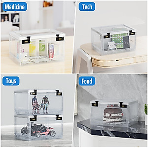 Large Lock Box for Medicines, Food, and Electronic Devices,Ideal for Locking Medications Safe, Files,Documents Organizer,Locked Up Cabinet and Office Storage in One Convenient Container (Clear)