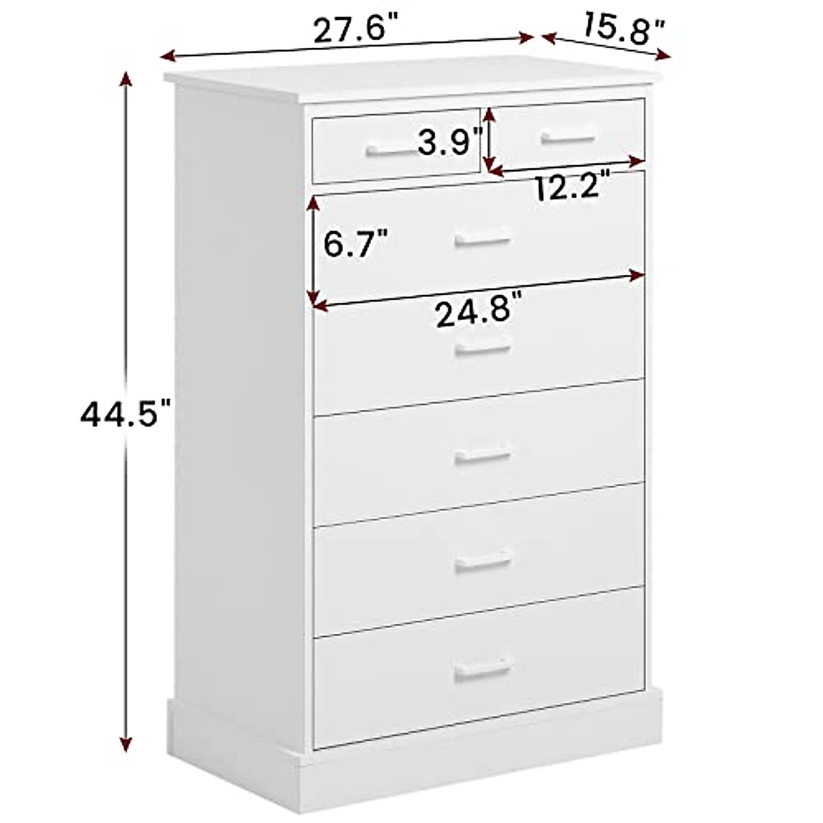 Hasuit White Dresser for Bedroom, Tall 7 Drawer Dresser with Sturdy Base, Wood Storage Tower Clothes Organizer, Large Storage Cabinet, Chest of 7 Drawers for Closet, Living Room, Hallway