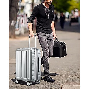 LUGGEX PC 28 Inch Luggage with Spinner Wheels - Hardside Expandable Large Checked Luggage - 4 Metal Corner Hassle-Free Travel (Silver Suitcase)