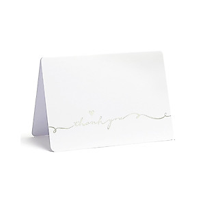Gartner Studios Silver Foil Script with Heart Thank You Cards, 3.5” x 5”, Set of 50, Includes Envelopes