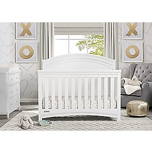 Delta Children Simmons Kids SlumberTime Emma 4-in-1 Convertible Baby Crib N More - Greenguard Gold Certified, Bianca White