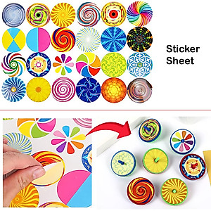 24 PCS Light Up Mini Spinning Tops LED Hand Spinners Toys with Colorful DIY Stickers Design Your Own - Novelty Bulk Stocking Stuffers Party Favors