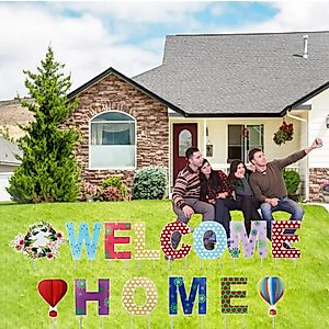 Eyoloty Welcome Home Yard Signs With Stakes,14 Pcs Welcome Home Lawn Signs,Welcome Sign Outdoor Lawn Decorations,For Military Homecoming Deployment Returning Party Supplies,Waterproof/Not Fade