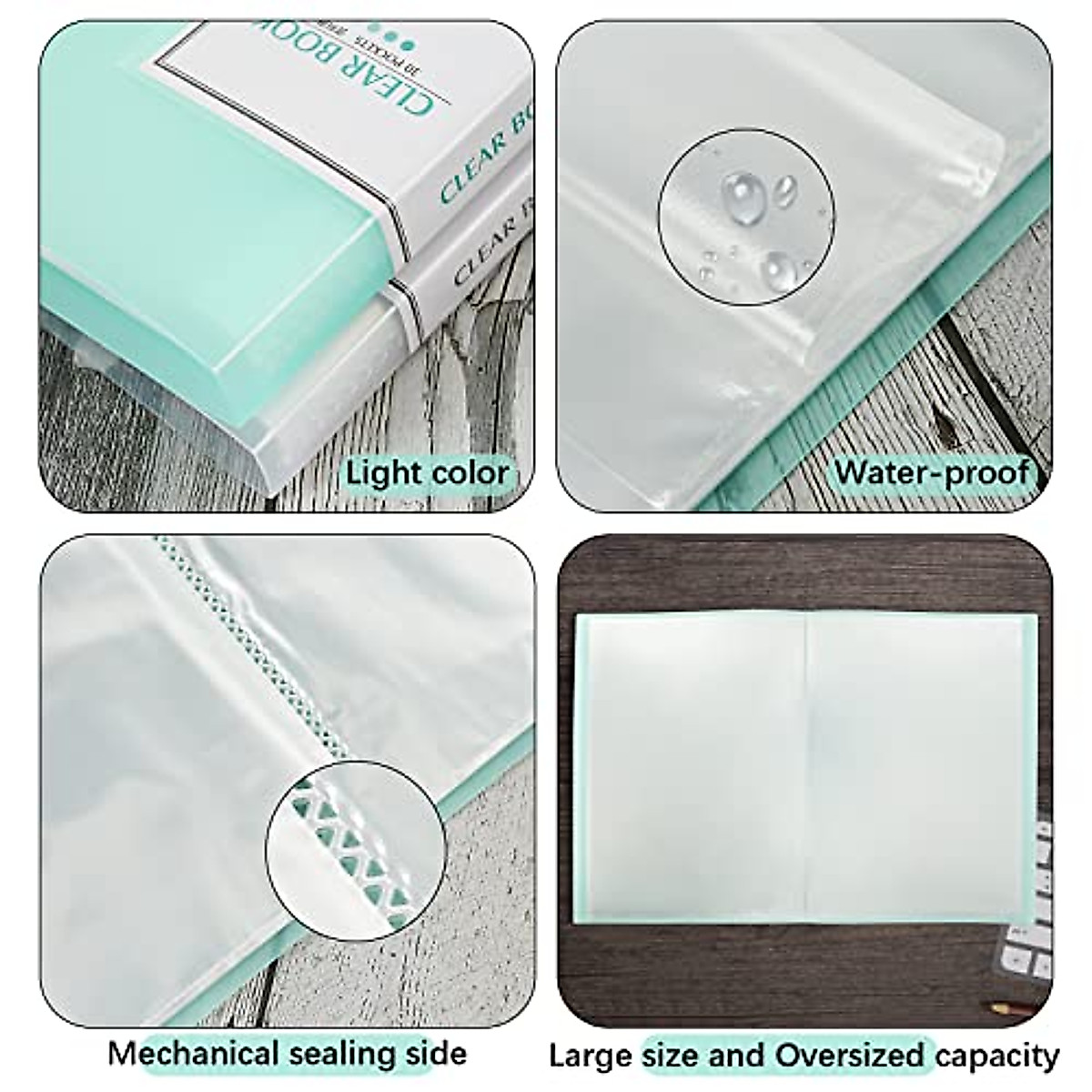 2 Pieces A3 30 Pags Diamond Painting Storage Presentation Book, Storage Presentation Book for Diamond Painting, Binder for Artist, Photo Album Refill Pag, Large Portfolio Folder (Green + White)