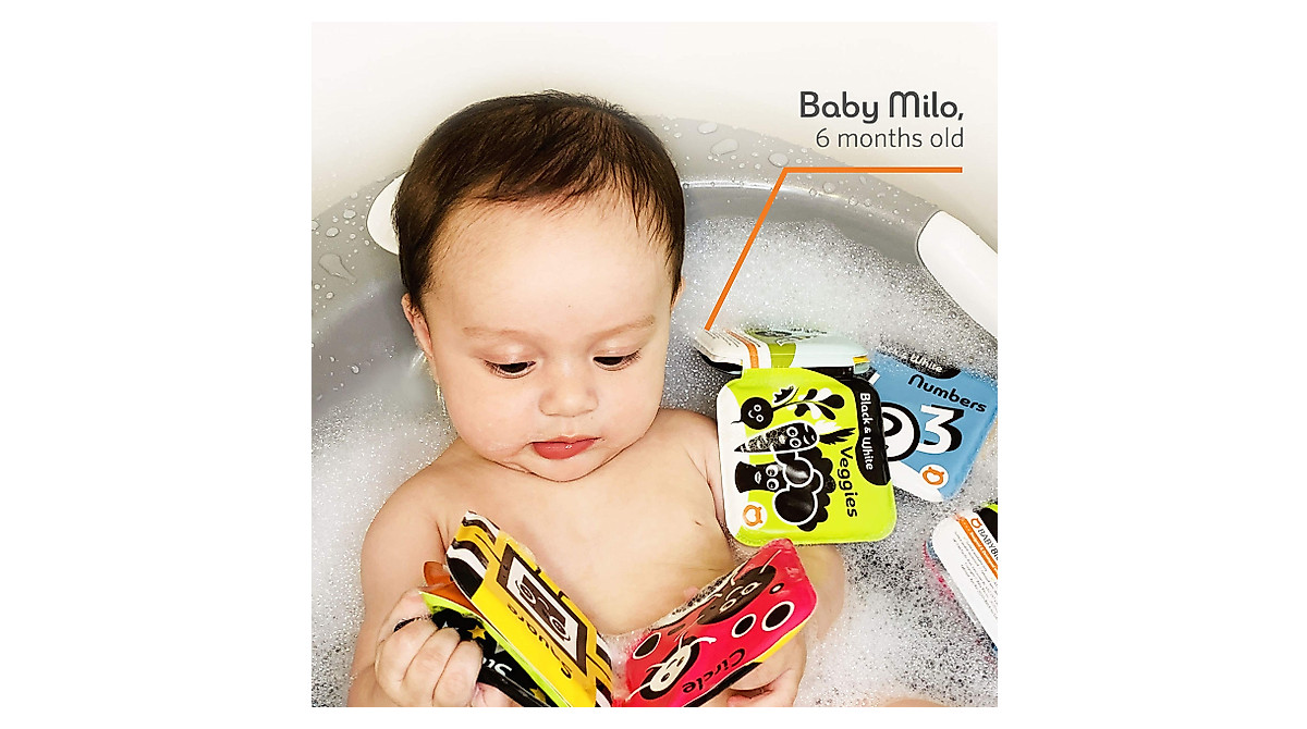 Floating Baby Bath Books - Waterproof Black & White Bath Books for Toddlers