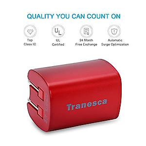 Tranesca Dual USB Wall Chargers Compatible with iPhone SE,Xs/Xs Max, XR/8/7/6S/6S Plus/6 Plus/6 and More-2 Pack (Red)