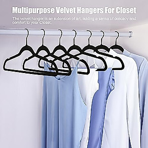 UIZLVEU Velvet Hangers 20 Pack, Luxury Black Felt Non Slip Clothes Hangers with Black Hooks, Heavy Duty Coat Hangers for Closet, Ultra Slim Space Saving Black Hangers for Tank Tops, Shirt, Suit, Pants