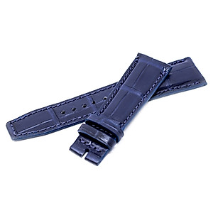 22mm Navy Blue Crocodile Handmade Straps For IWC Pilot Watches