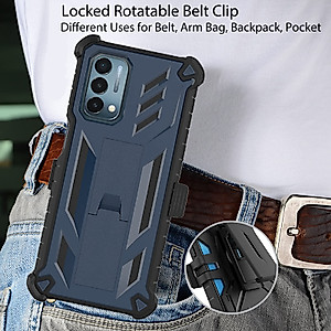 Ailiber Compatible with OnePlus Nord N200 5G Case, Nord N200 Case Holster with Screen Protector, Swivel Belt Clip Holster Kickstand Holder, Heavy Duty Armor Shockproof Cover for 1+ Nord N200-Blue
