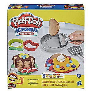 Play-Doh Kitchen Creations Flip 'n Pancakes Playset with 14 Play Kitchen Accessories, Preschool Toys, Kitchen Toys for 3 Year Old Girls and Boys and Up