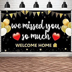 Welcome Home Banner Decorations We Missed You So Much Backdrop Sign Decor, Welcome Back Home Family Party Supplies, Patriotic Military Homecoming Army Deployment Returning Back Decorations