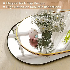 JAWGLOW Arched Full Length Mirror, 64" x 21" Free Standing Floor Mirror, Modern Full Body Mirror with Stand, Wall Mirror with Aluminum Alloy Frame for Bedroom,Living Room, Gold