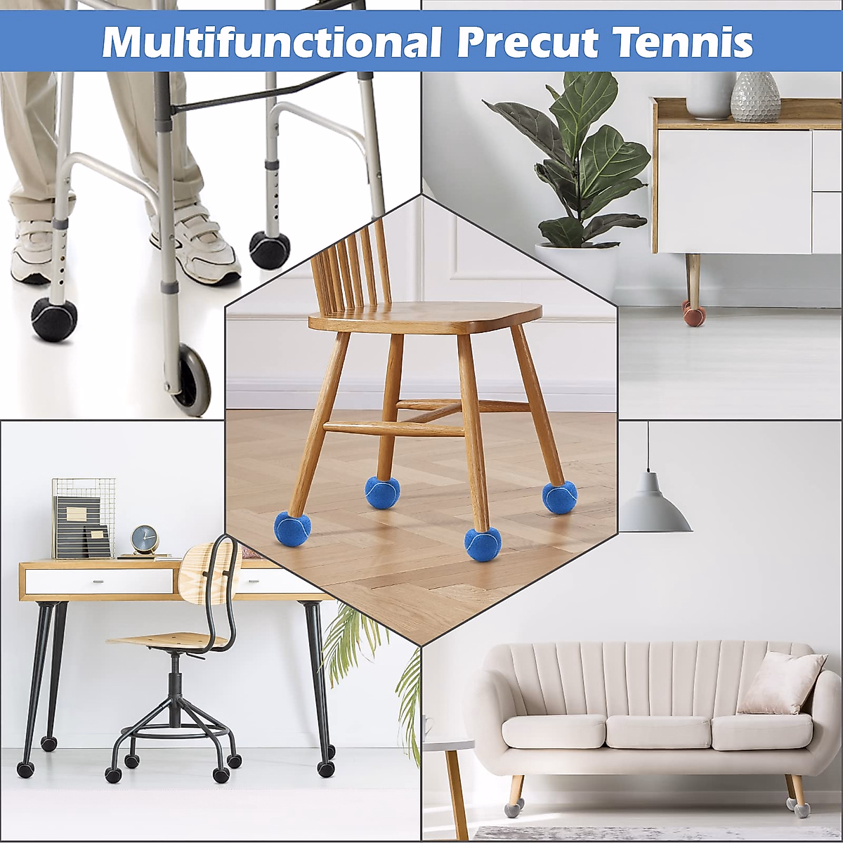 4PCS - Walker Glide Balls,Precut Walker Tennis Balls for Furniture Legs and Floor Protection,Walkers Legs Universal Precut Glide Balls,Heavy Duty Long Lasting Felt Pad Glide Coverings,Fit Most Walkers