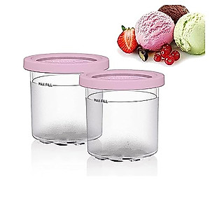 UNDR 2/4/6PCS Creami Pint Containers, for Creami Ninja Ice Cream Pint Containers,16 OZ Creami Containers Reusable,Leaf-Proof Compatible NC301 NC300 NC299AMZ Series Ice Cream Maker,Pink-6PCS
