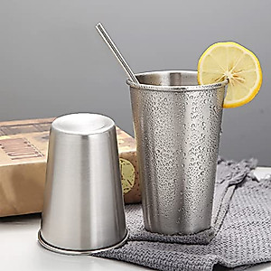 SMLIXE 12 Pack 16oz Stainless Steel Pint Cup,Healthy Unbreakable and Stackable,Metal Drinking Glasses