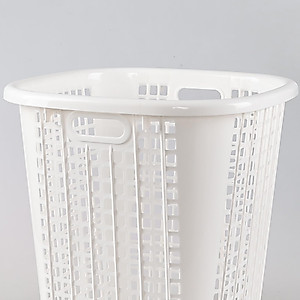 Haodehen 6 Packs Tall Plastic Laundry Baskets, 15.76" x 15.76" x 16.5", Dirty Clothes Hamper with Cut Out Handle, Ventilated, White