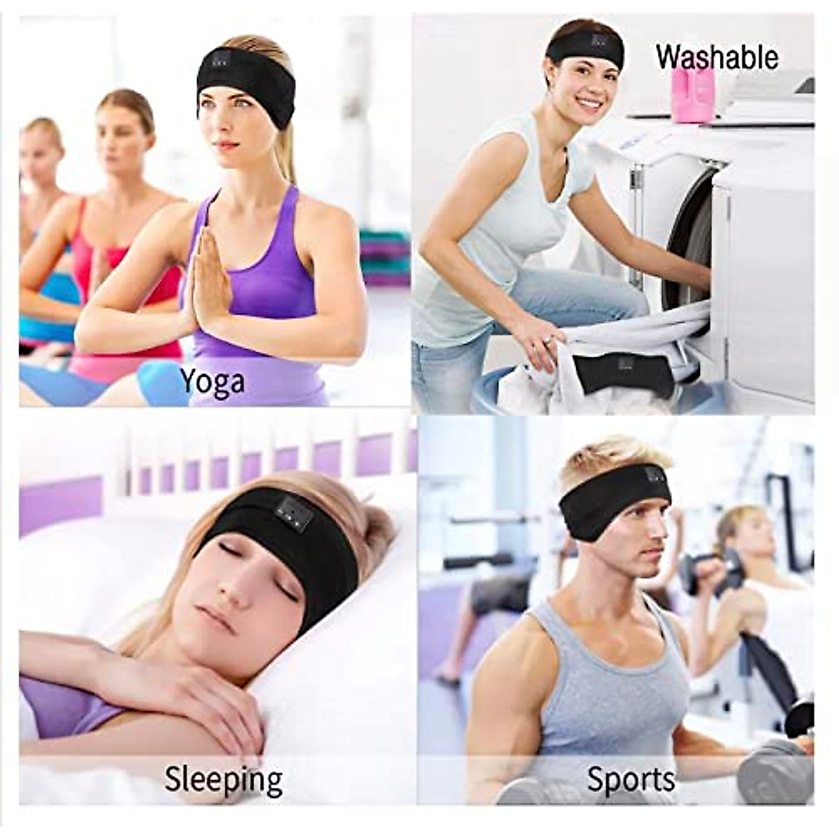 escape innovations Sleep & Fitness Headphones, Wireless Bluetooth Music Headband, Ultra-Thin HD Speakers, Free Charging Cable, Sports, Sleep Mask, Jogging, Walking, Workout, Travel & Meditation.
