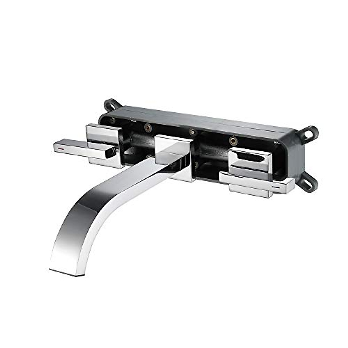 ItoNc Bathtub Faucet Set, Wall-Mounted Copper Black Hot and Cold Washbasin Faucet, Matte Black/Chrome,Copper,Kitchen faucets