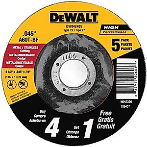 DEWALT Cutting Wheel, All Purpose, 4-1/2-Inch, (Pack of 5) (DW8424B5)