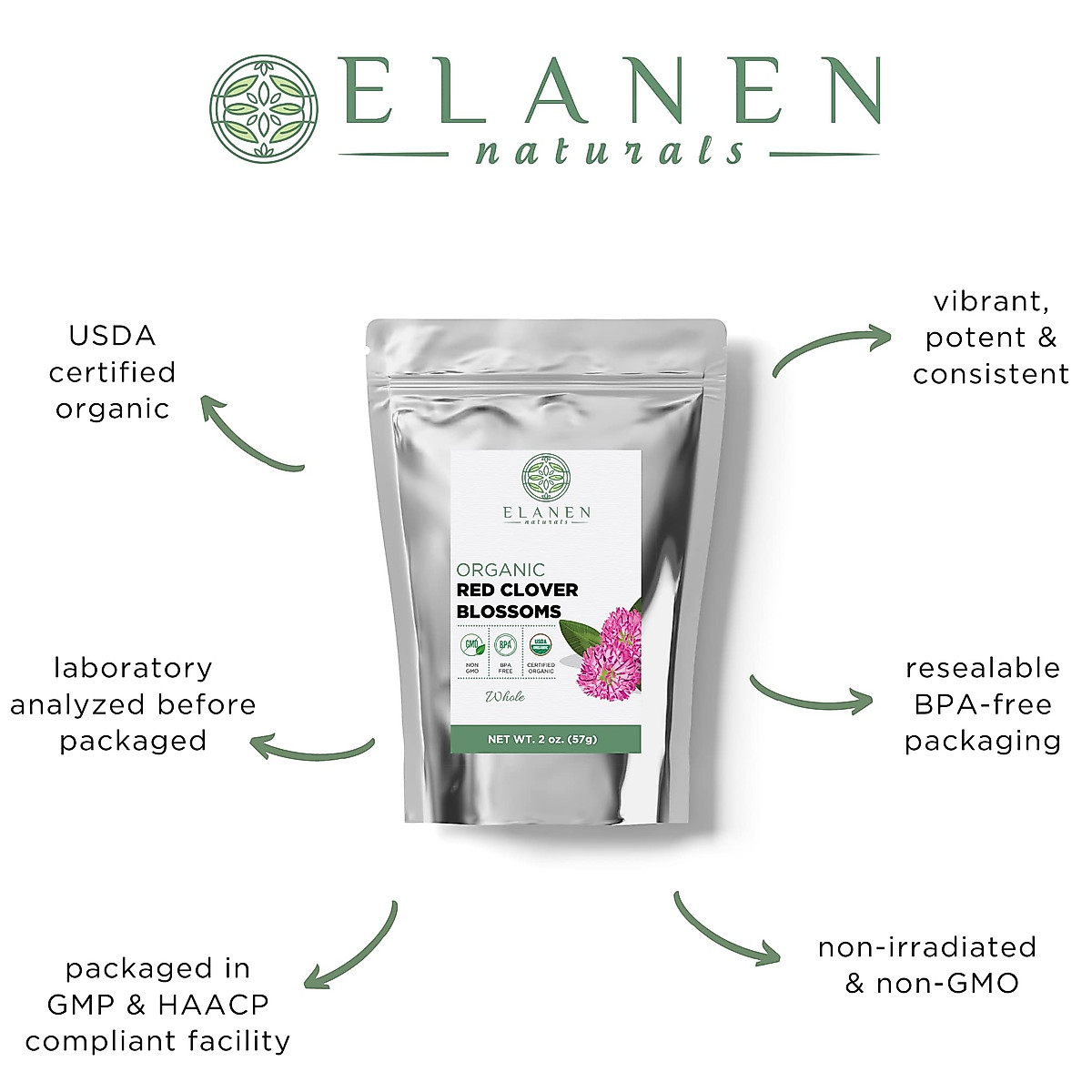 Organic Red Clover Blossoms 2 oz. (57g), USDA Certified Organic Red Clover, Red Clover Tea Organic, Red Clover Blossoms, Red Blossom Tea, Organic Red Clover Tea, Whole