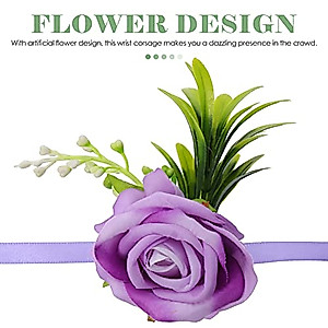 VOSAREA Wedding Decorations Wedding Decorations Artificial Flower Corsage Bracelet Bridesmaid Bride Wrist Corsage Wristlet Band for Wedding Flower Bracelet Wedding Decor