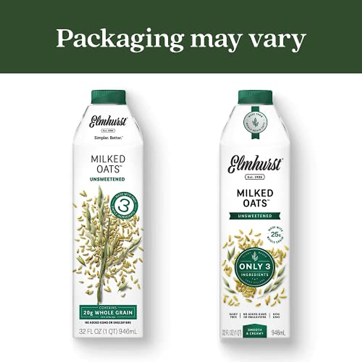 Elmhurst 1925 Milked Oats Unsweetened Oat Milk, 32 Ounce (Pack of 6)