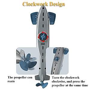 NEXTAKE Windup Submarine Bath Toy Clockwork Pigboat Floating Toy SUB Tub Toy Swimming Bathtub Toy Water Toy Fish Tank Toy Submarine Model Toy for Boys and Girls