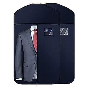 Vodiver Oxford Fabric Garment Bag Hanging Clothes Travel Suit Bag with Clear Window for Suits, Coats, T-Shirts, Jackets. (Blue, 40-inch-2 packs)