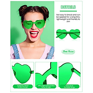 CHENGU 12 Pairs Summer Heart Rimless Sunglasses for Women Transparent Trendy Heart Sunglasses, Bachelorette Party(Bright Colors)
