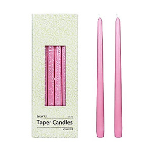 Zest Candle 12-Piece Taper Candles, 12-Inch, Pink