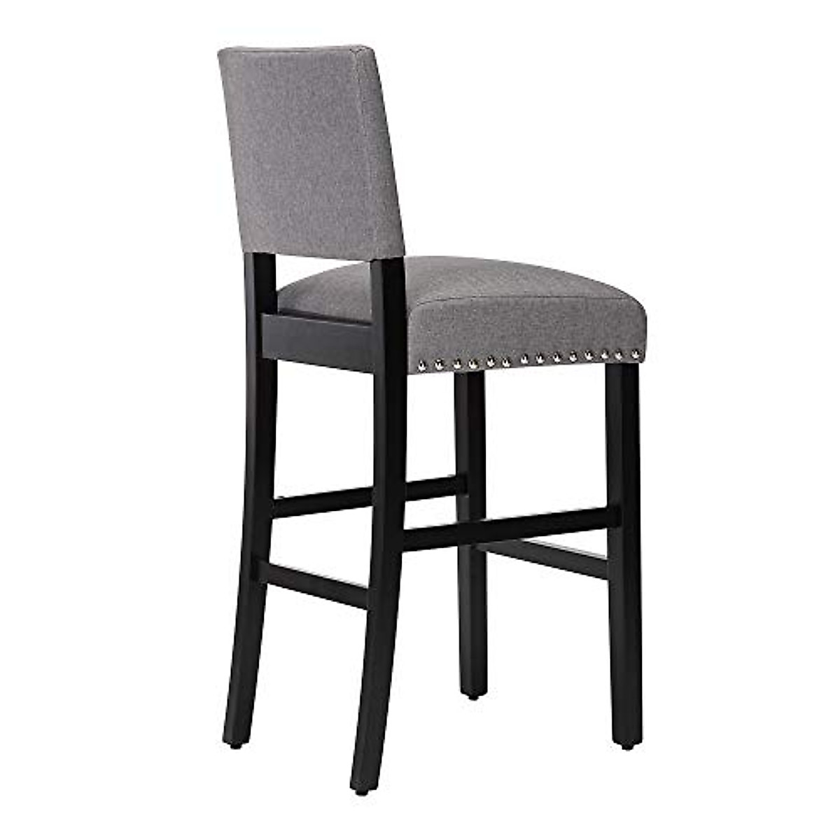 DAGONHIL 29 Inches Bar Stools Set of 2 with Black Solid Wood Legs for Dining Room(Gray)