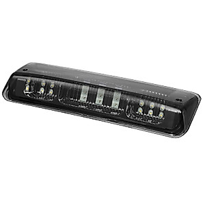 Partsam Replacement for F150 F-150 2004 2005 2006 2007 2008 High Mount Stop Light 3rd Third Brake Light Smoked LED Rear Cab Roof Center Mount Brake Tail Cargo Light Lamp Chrome Housing w/3 Plugs