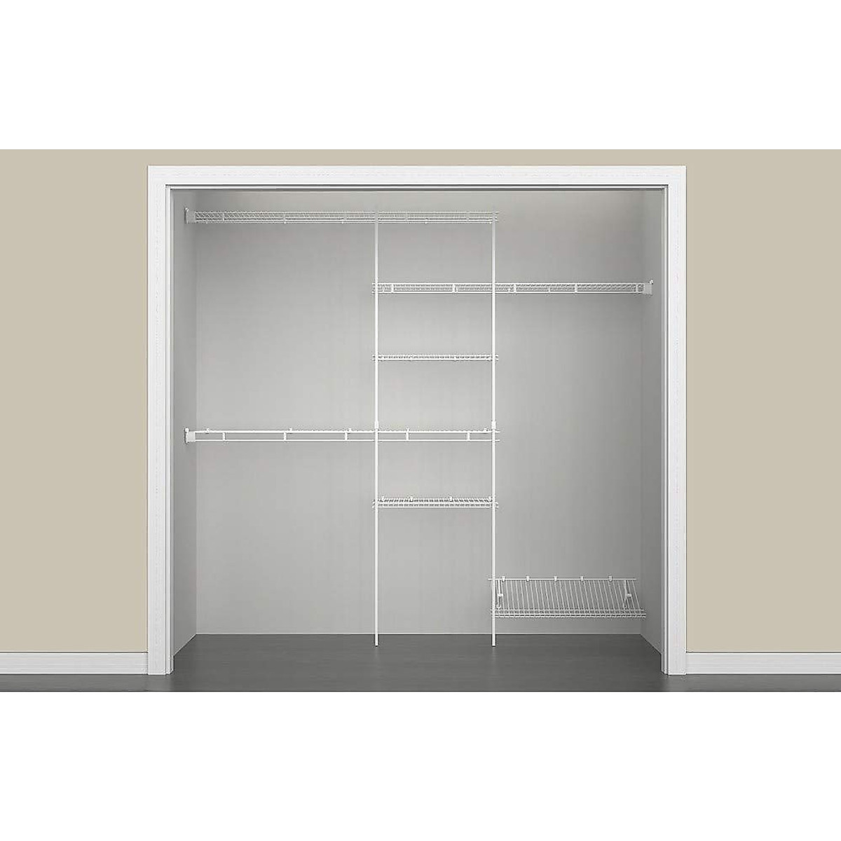 ClosetMaid 1608 Closet Organizer Kit with Shoe Shelf, 5-Foot to 8-Foot, White