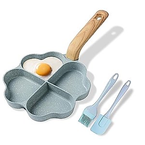 Caannasweis 4-Cup Nonstick Egg Frying Pan (Heart-Shaped-Green)