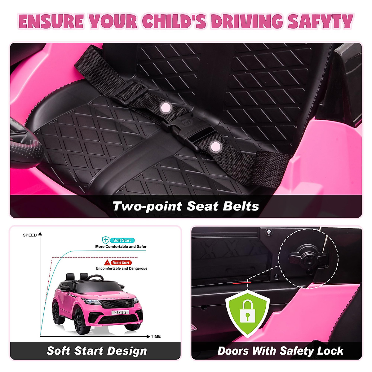 Licensed Land Rover VELAR Electric Car for Kids by TOBBI,12V 7AH Ride On Toy for Kids Ages 3-8,Kids Ride On Car w/Remote Control/Music/Safety Belt,Double Doors