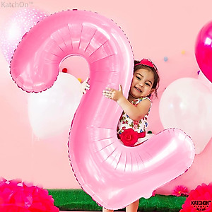 KatchOn, Giant Pink Number 2 Balloon - 40 Inch, Two Balloon | Light Pink 2 Balloon Number | 2nd Birthday Decorations for Girl | 2 Year Old Birthday Decorations Girl, Two Sweet Birthday Decorations