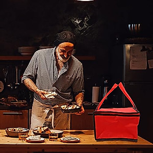 UPKOCH 2pcs Insulated Reusable Grocery Bags Thermal Cake Bags Delivery Cooler Bag Collapsible Picnic Tote Bag Carrier Delivery Bag for Cake Ice Cream Red 30cm