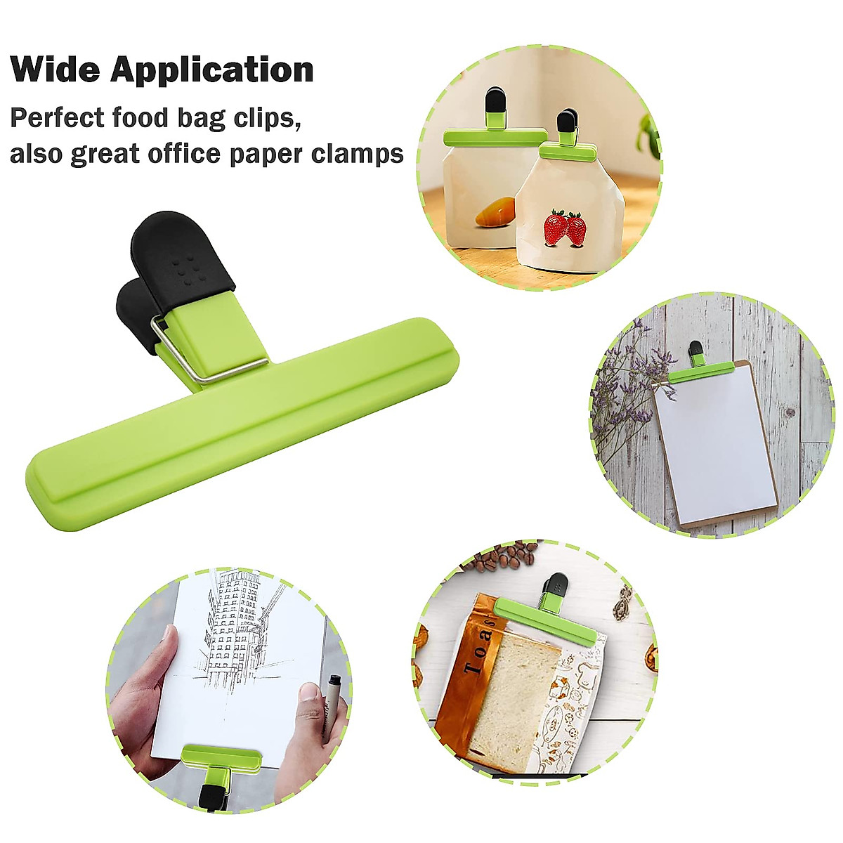 Chip Bag Clips 9pcs Air Tight, Heavy Duty, Sturdy Plastic Clips for Food Storage Assorted Sizes Food Bag Clips for Kitchen Snacks