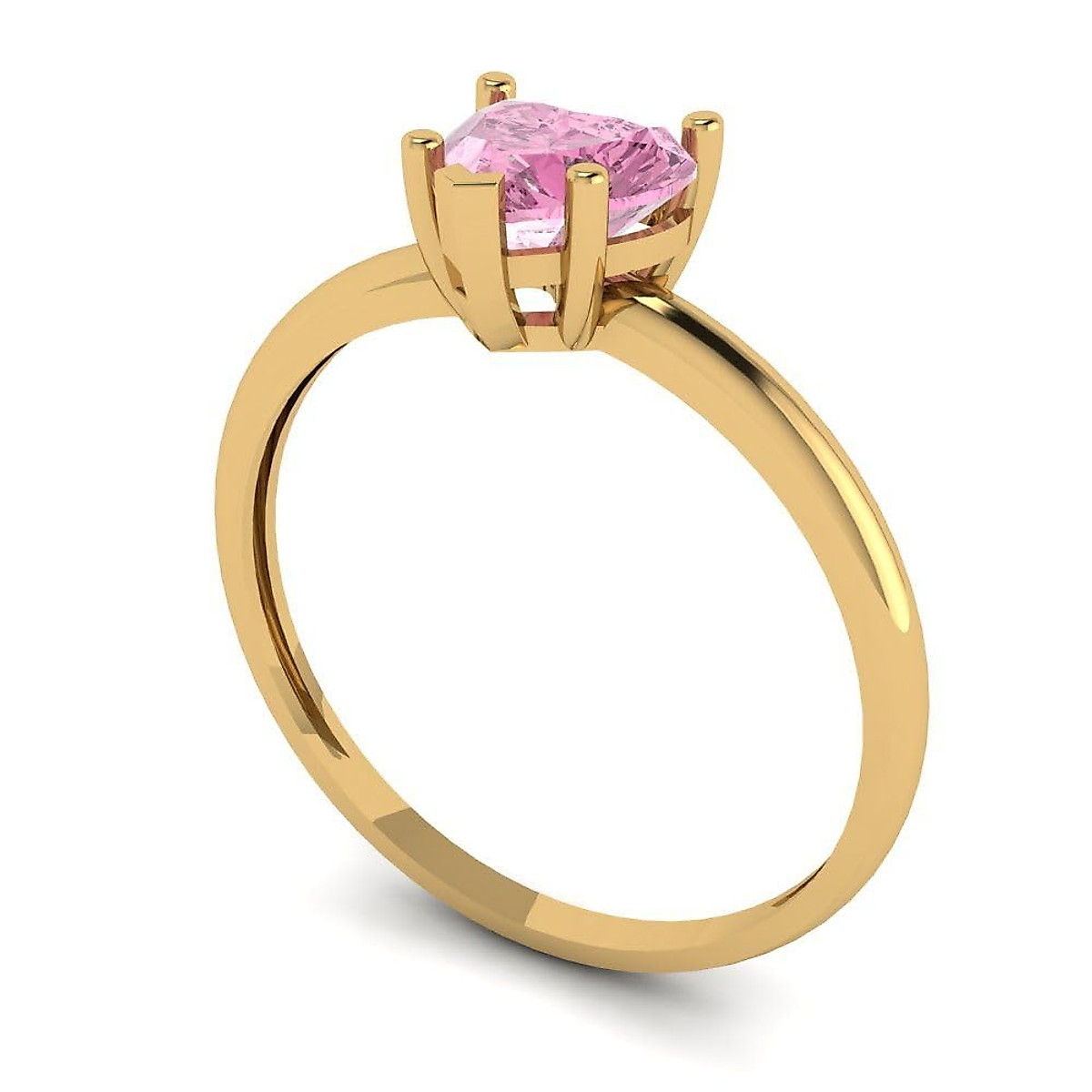 Clara Pucci 0.9ct Heart Cut Solitaire Pink Simulated Diamond Proposal Bridal Designer Wedding Anniversary Ring 14k Yellow Gold