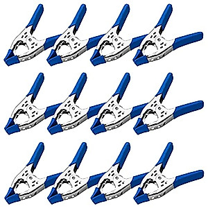 Lot of 12-6" inch Spring Clamp Large Super Heavy Duty Spring Metal Blue - 2.5 inch Jaw opening
