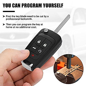 Pilida Keyless Entry Remote Control Compatible with Chevrolet Equinox Sonic OHT01060512 Flip Replacement OEM Car Key Fob 5 Button 2 Pcs