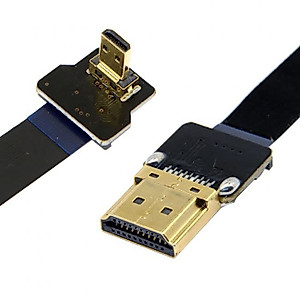 JSER CYFPV 90 Degree Up Angled FPV Micro HDMI Male to HDMI Male Flat Cable 50cm Compatible for FPV HDTV Multicopter Aerial Photography Support 1080p 60hz