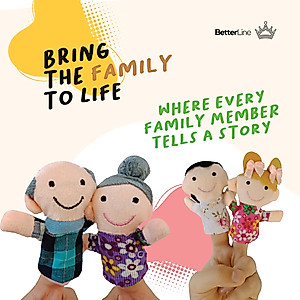 20-Piece Story Time Finger Puppets Set - Cloth Velvet Puppets - 14 Animals and 6 People Family Members