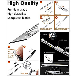 43Pc Exacto Art Knives & Blades Precision Carving Craft Knife Hobby Knife Kit 40 Spare Blades for Art Stencil Scrapbook