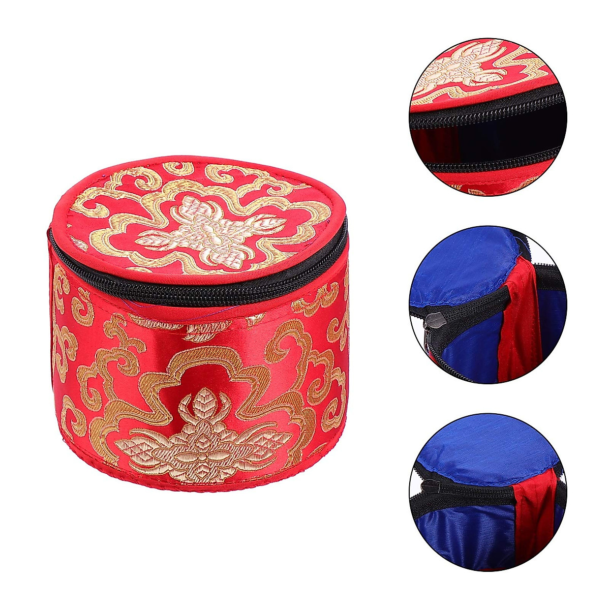 Tibetan Singing Bowl Bag Zipper Buddhist Meditation Bowl Tote Holder Portable Travel Outdoor Chanting Bowl Storage Case 12X9.5CM (Random Color)