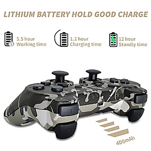 Controller Wireless, CFORWARD Game Controller Compatible for play3 Remote Joy sticks with Dual Vibration and 6Axis, Wireless Controller with Charger and Thumb Gripss