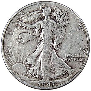 1947 D Liberty Walking Half Dollar VG Very Good 90% Silver 50c US Coin